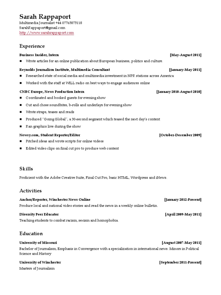 Sarah A Rapp CV | PDF