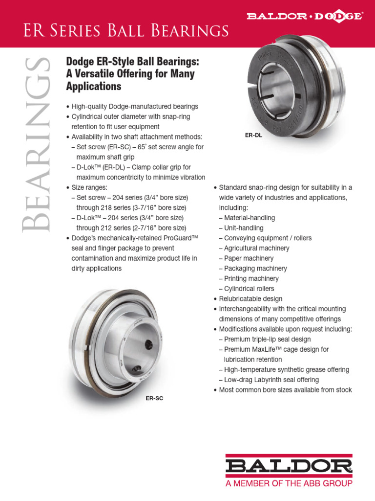 ER Series Ball Bearings | PDF | Bearing (Mechanical) | Machines