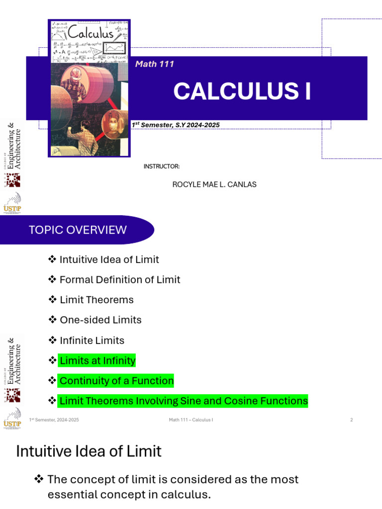Calculus 1 Lecture 3pt1-3 - Limits and Continuity | PDF | Limit (Mathematics) | Calculus