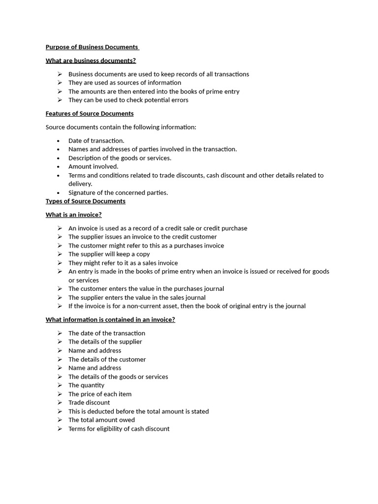 Key Features of Business Documents | PDF | Cheque | Debits And Credits