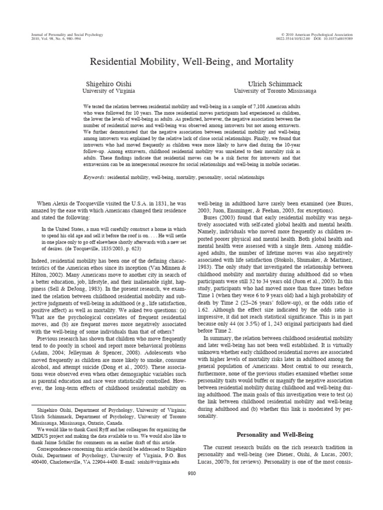 USA 7000 Person Study | PDF | Extraversion And Introversion | Well Being