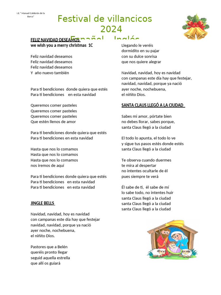 Villancicos Ingles | PDF | Navidad | Nochebuena