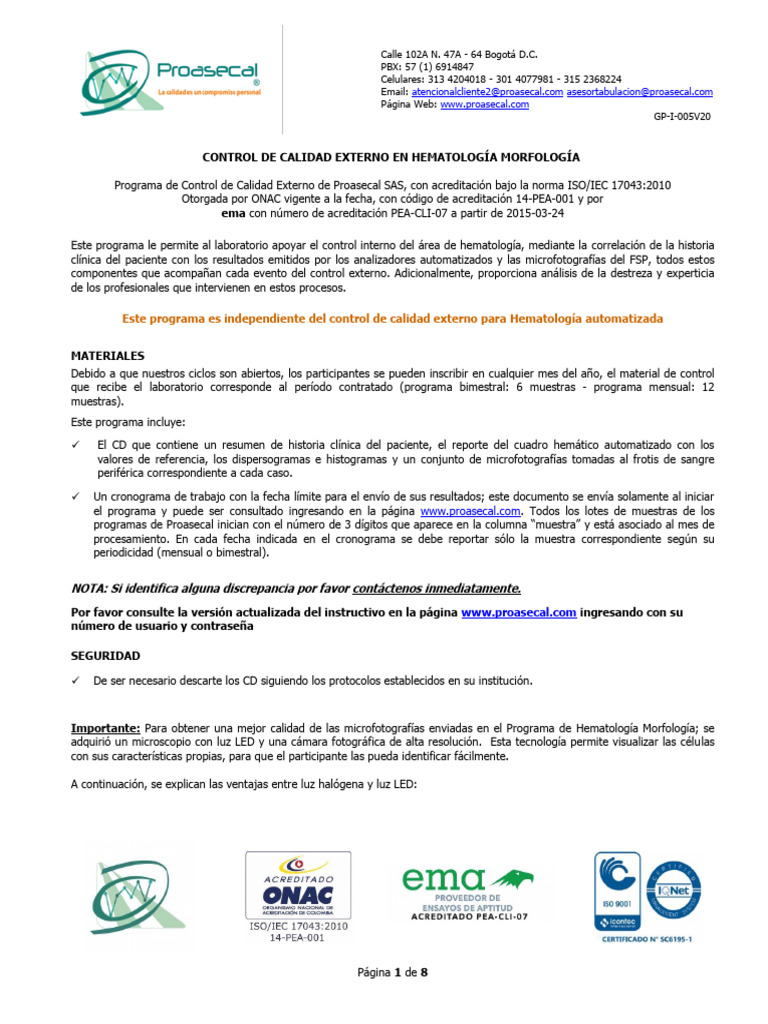 Instructivo Hematología Morfología 2018 V20 | PDF | Diodo emisor de luz