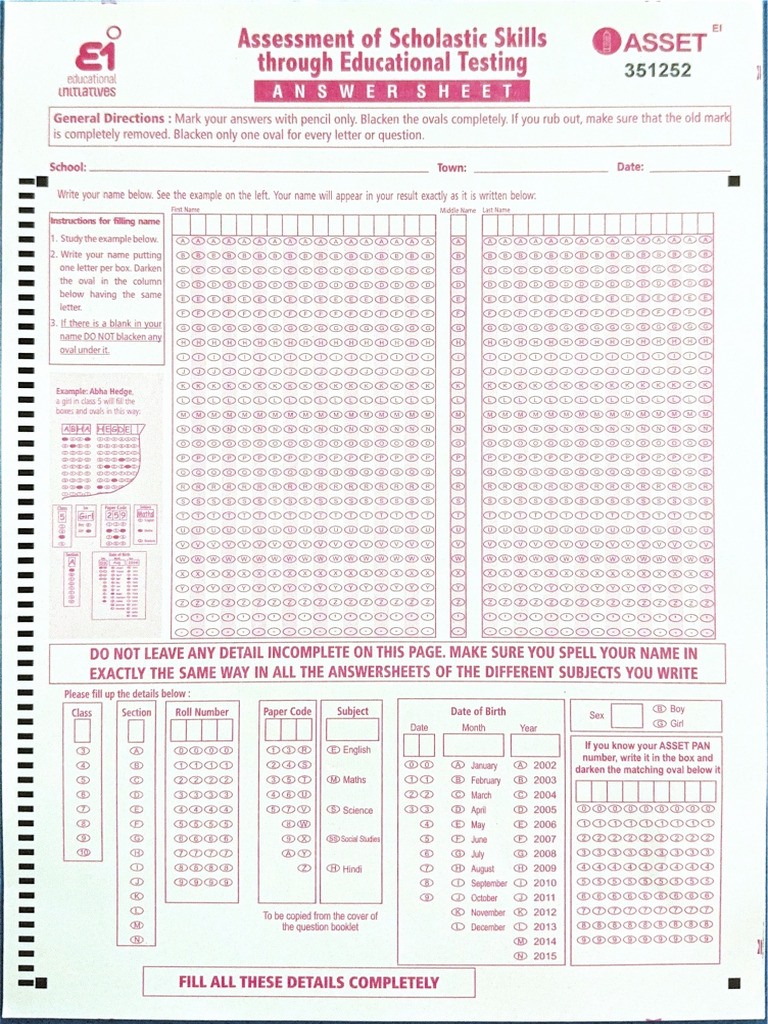 OMR Sheet Sample-1 | PDF
