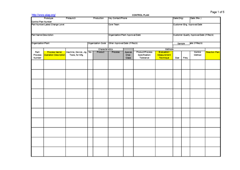 Plan de Control AIAG | PDF