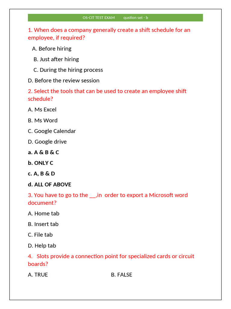Os-cit Question Set b | PDF | Operating System | Random Access Memory
