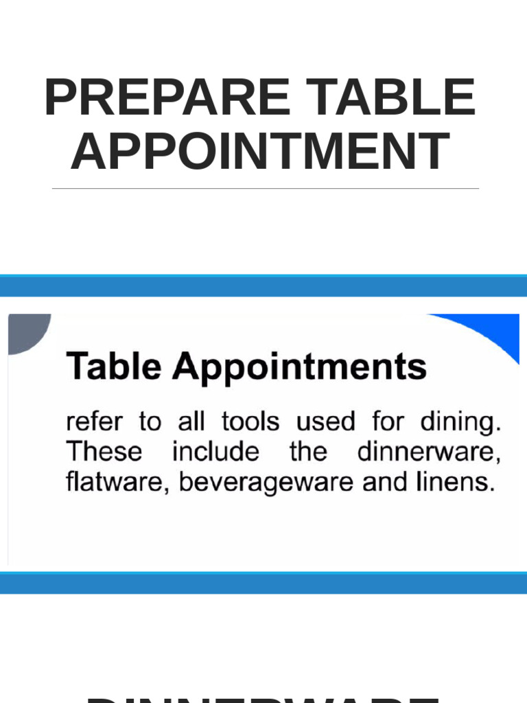 Prepare Table Appointment | PDF