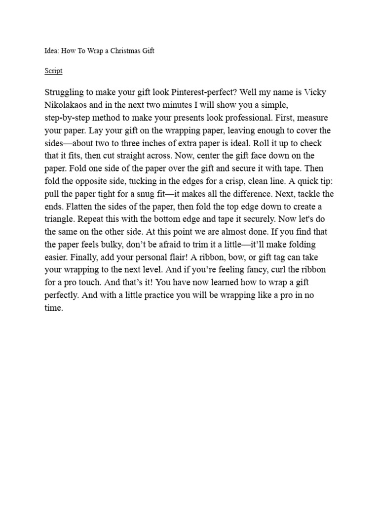 Idea: How To Wrap A Christmas Gift Script | PDF