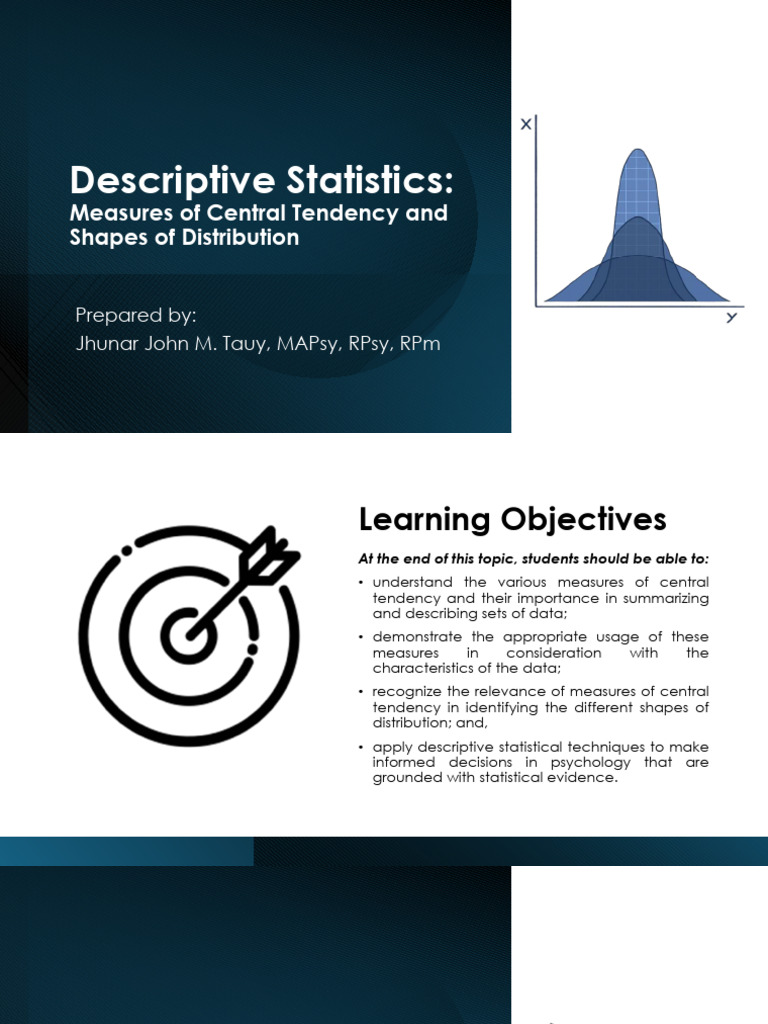 Central Tendency in Descriptive Statistics | PDF | Mean | Skewness