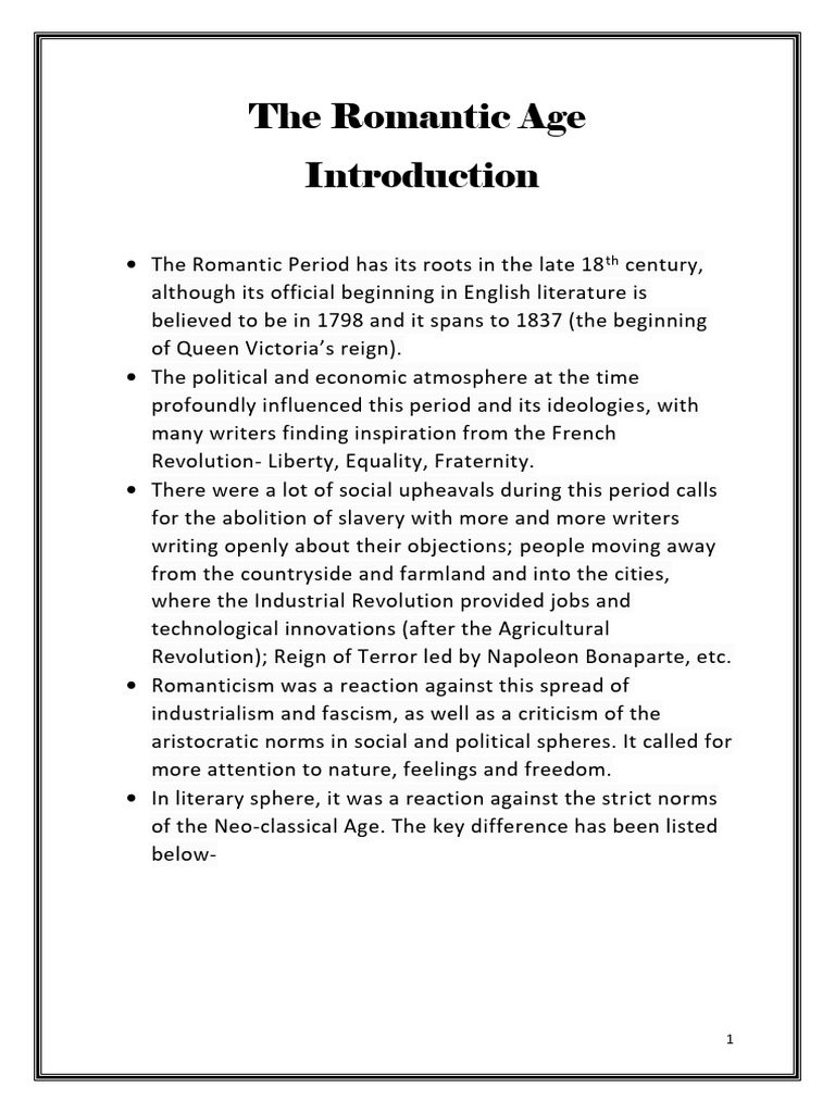 Romantic Age | PDF | Romanticism | Samuel Taylor Coleridge