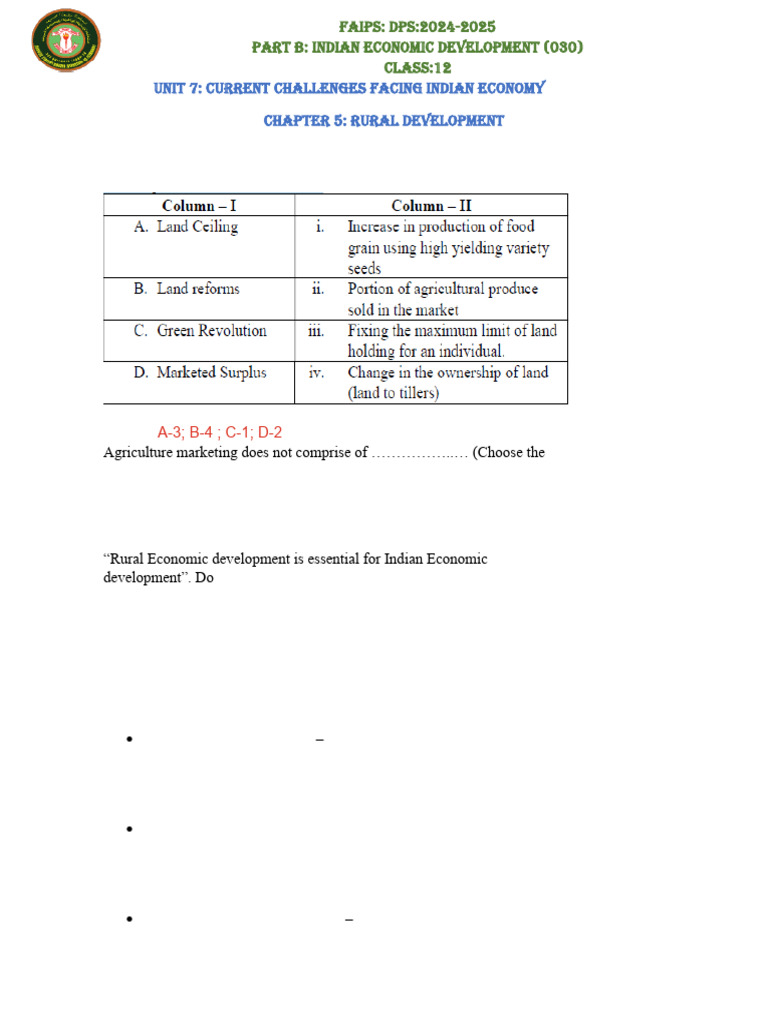 Importance of Rural Development in India | PDF | Agriculture | Organic ...