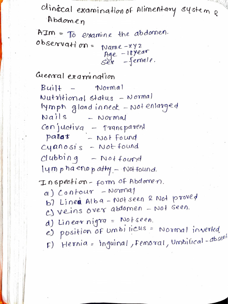 Abdominal Examination Findings Summary | PDF