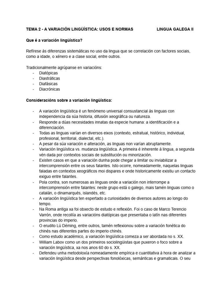 A Variación Lingüística | PDF