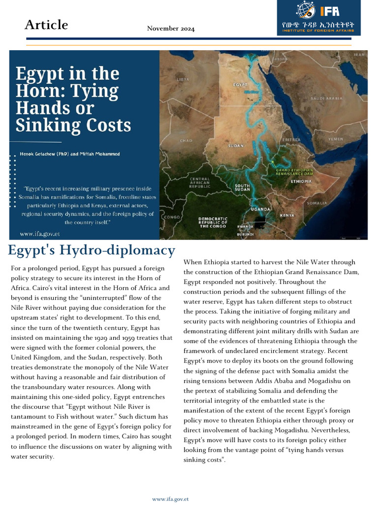Egypt in The Horn Tying Hands or Sinking Costs | PDF | Somalia | Egypt
