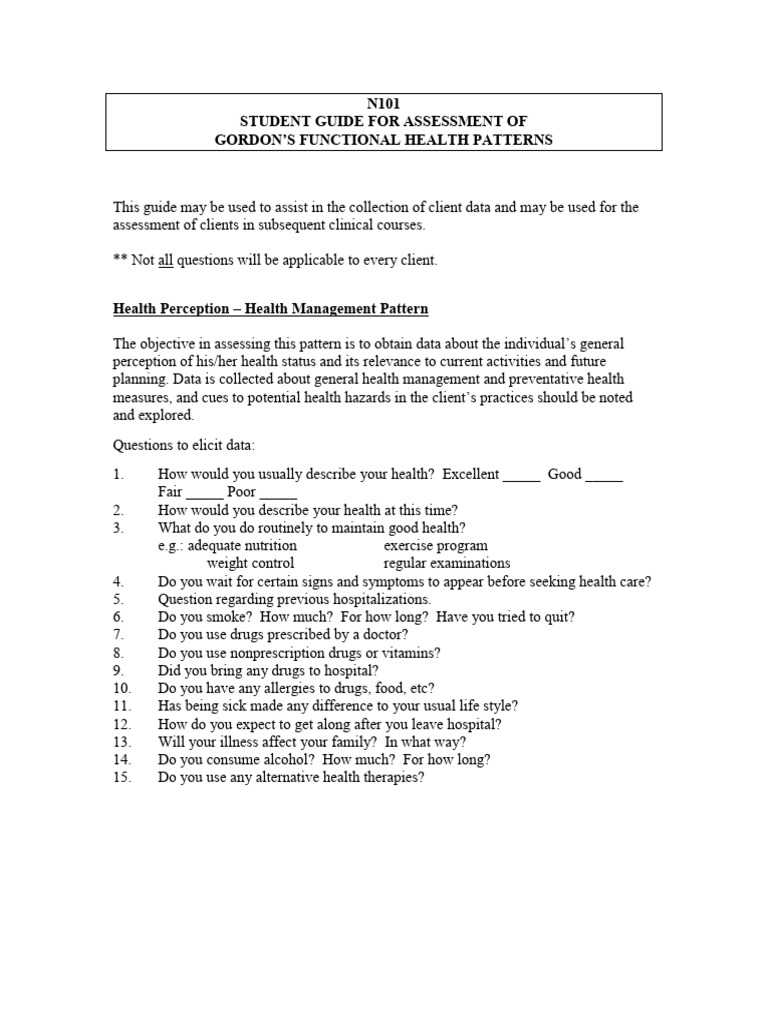 Gordon's FHP Assessment Guide | PDF | Perception | Stress (Biology)