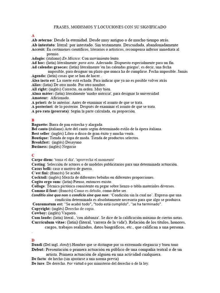 Frases, Modismos y Locuciones | PDF