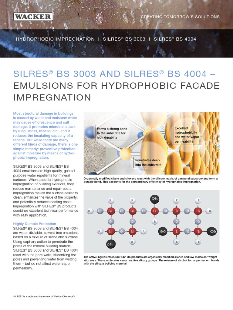 Hydrophobic Impregnation with SILRES® BS | PDF | Brick | Water