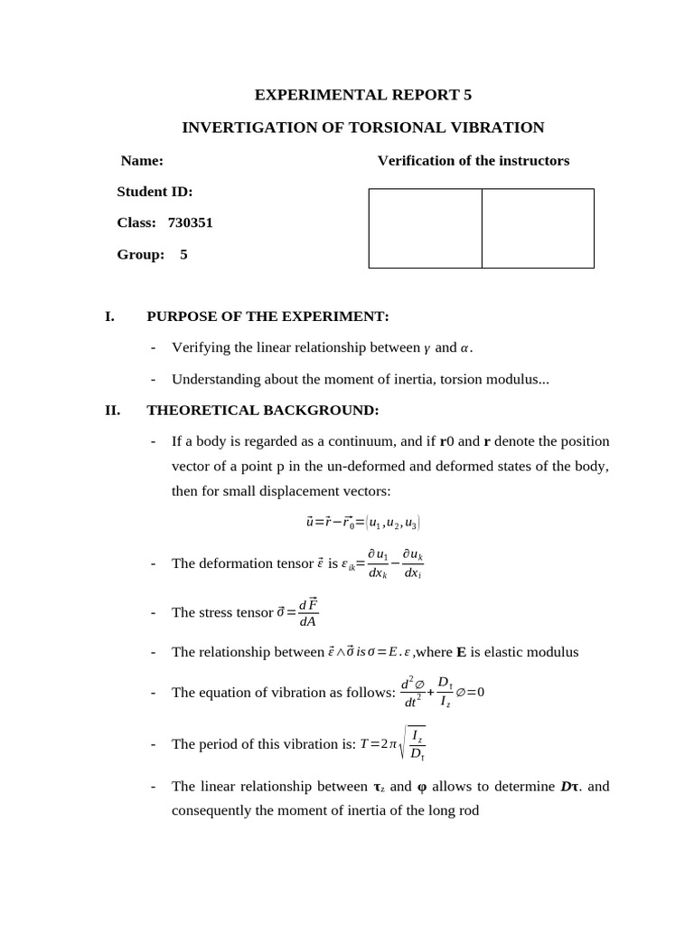 EXPERIMENTAL REPORT 5 (1) | PDF | Elasticity (Physics) | Continuum Mechanics