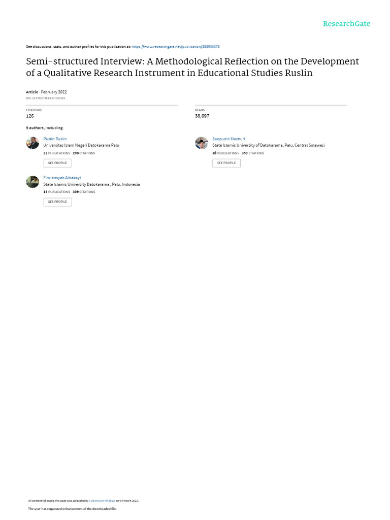 Semi-Structured Interviews in Education Research | PDF | Qualitative ...