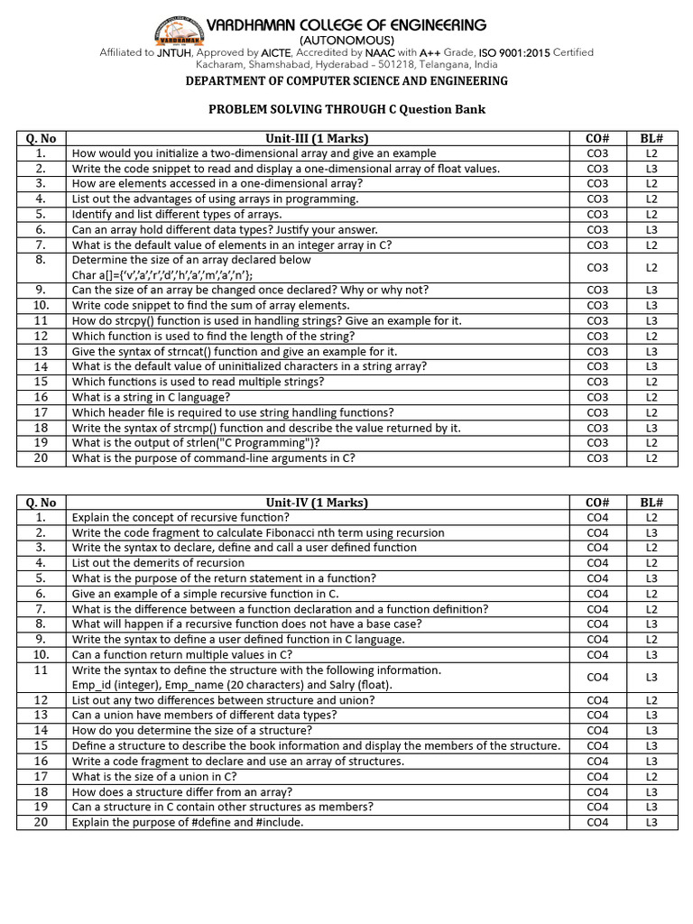 Pstc Question Bank On Module 3 4 5 Pdf Pointer Computer Programming String