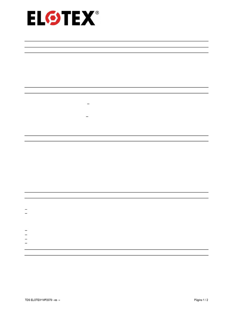 ELOTEX MP2070 Spanish | PDF