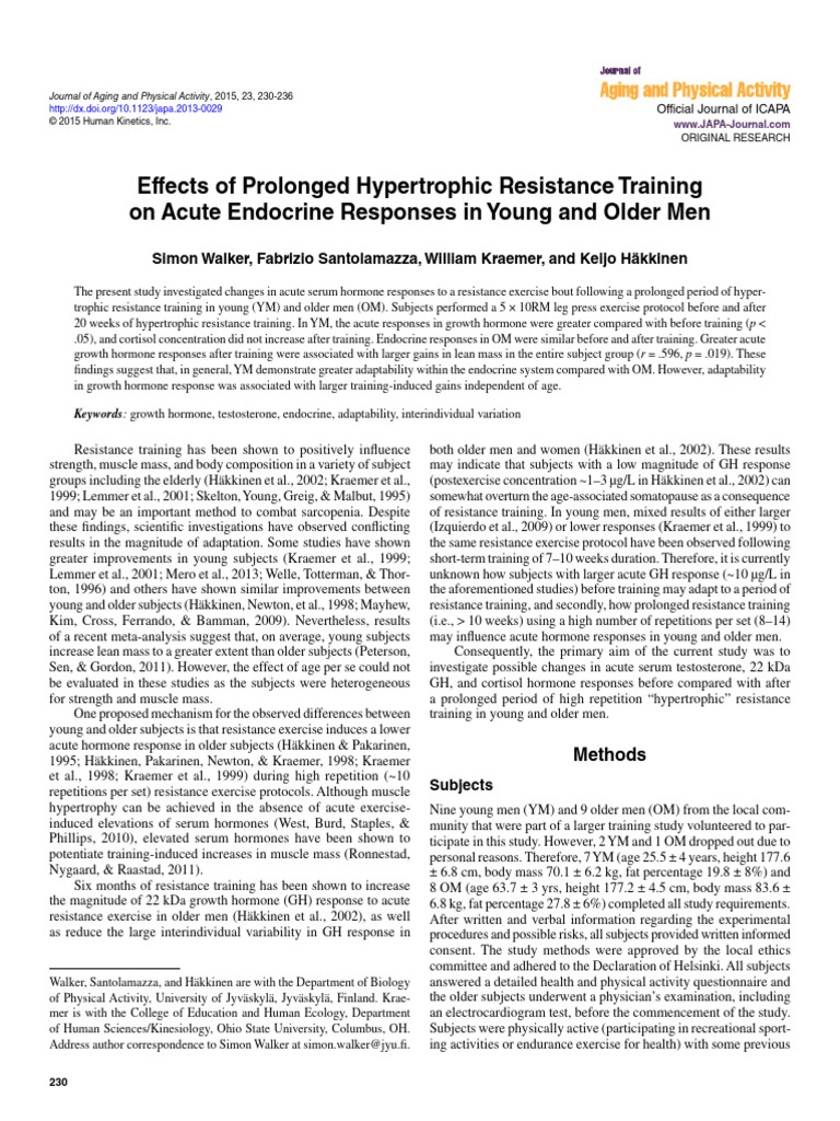 Effects of Prolonged Hypertrophic Resistance Training | PDF | Strength Training | Medical ...