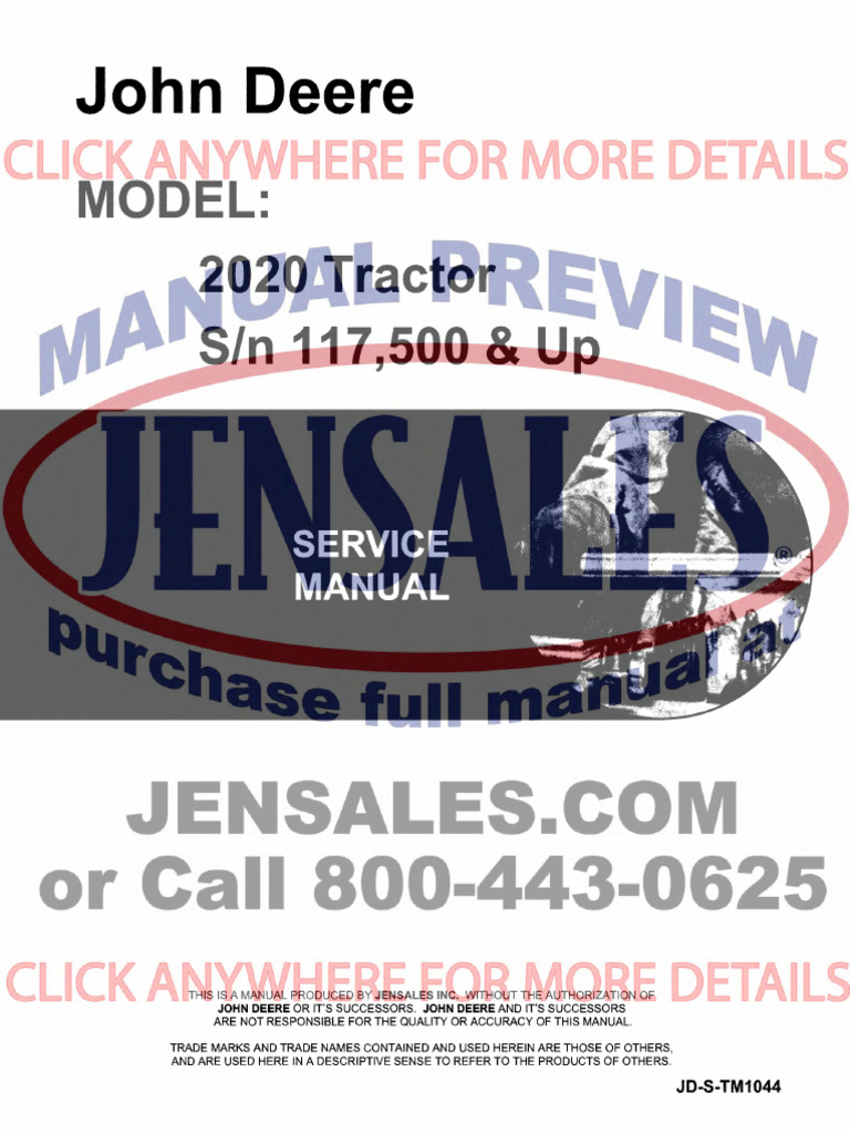 John Deere 2020 Tractor Manual | PDF | Manual Transmission | Diesel Engine