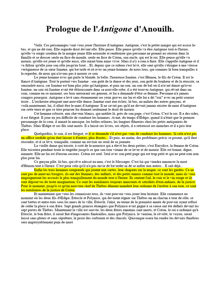 antigone_prologue | PDF | Mythologie béotienne | Mythologie de Thèbes