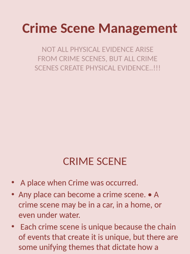 Crime Scene Management Essentials | PDF | Crime Scene