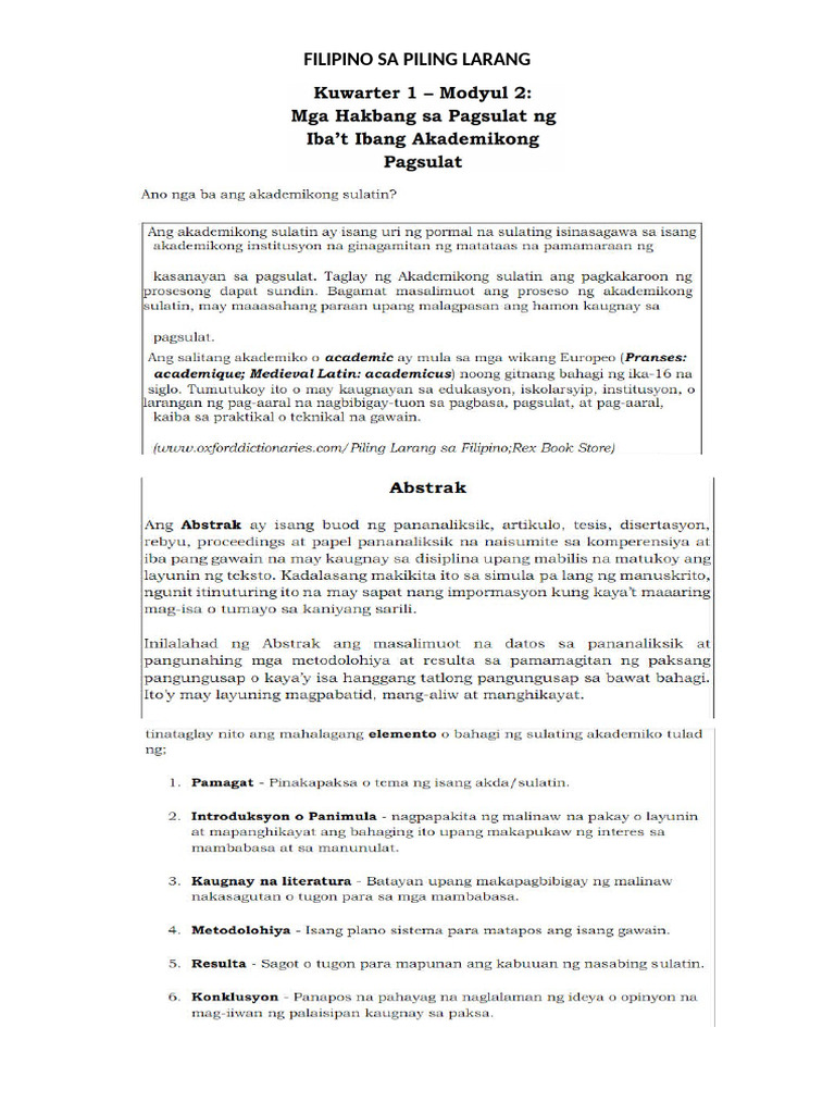 Piling Larang Modyul 2 | PDF