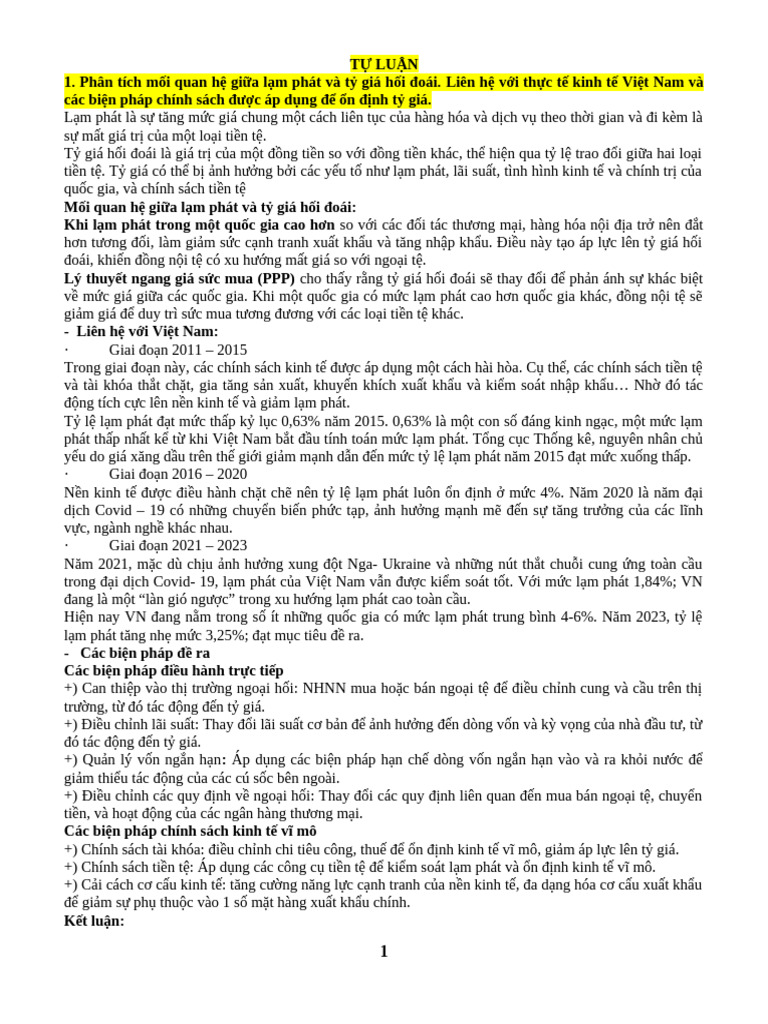 ĐỀ CƯƠNG TỰ LUẬN TCQT | PDF