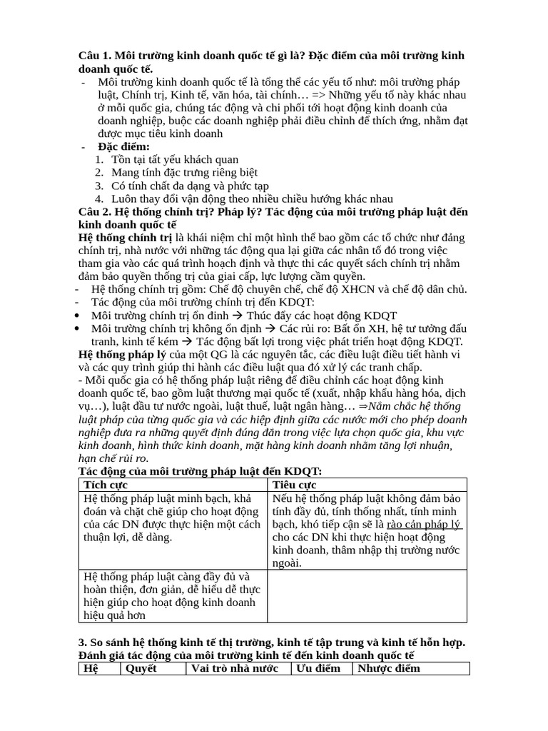 Đề cương tự luận KDQT | PDF