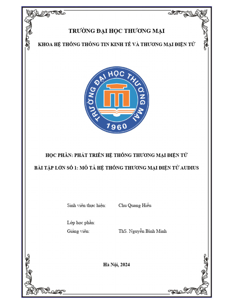 Bài tập lớn số 1 - Phát triển hệ thống thương mại điện tử - TMU | PDF