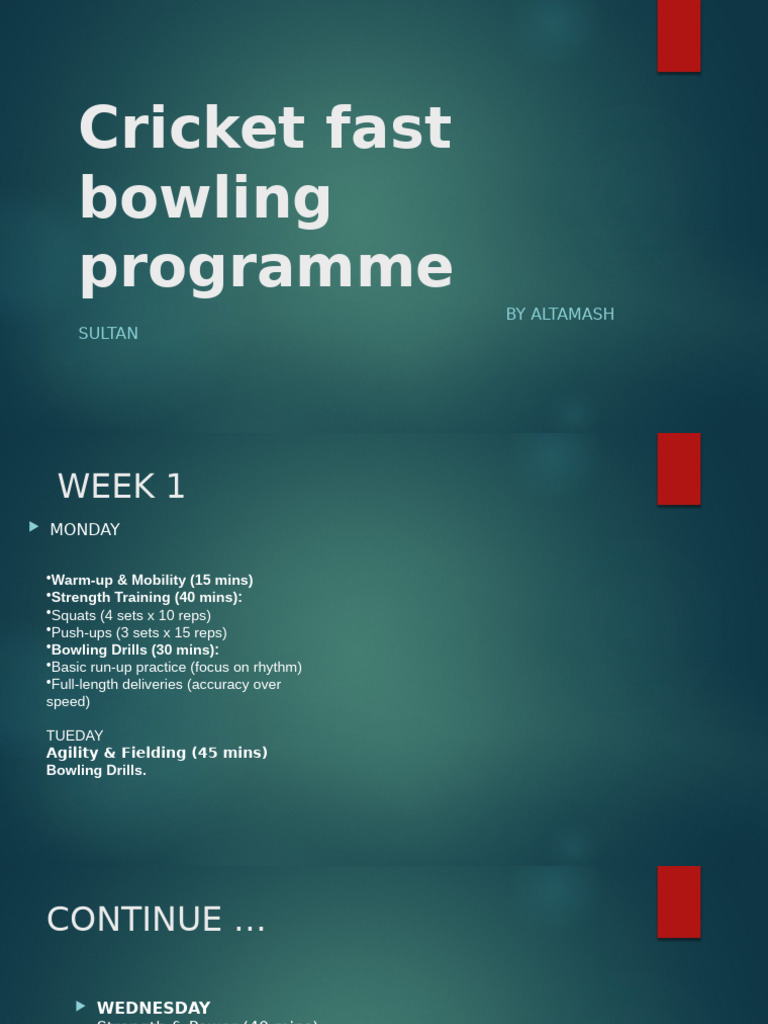 Cricket Fast Bowling Training Plan | PDF