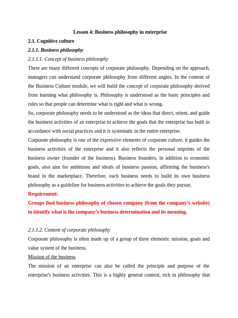 Understanding Business Philosophy Essentials | PDF | Goal | Employment