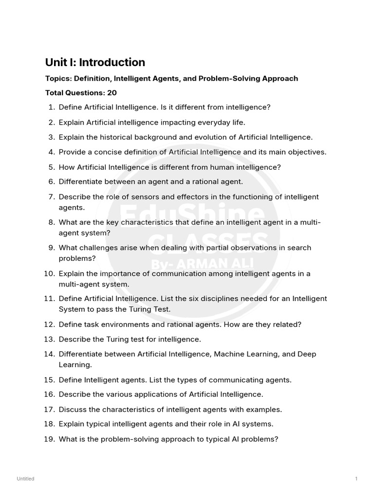 AI PYQ | PDF | Artificial Intelligence | Intelligence (AI) & Semantics