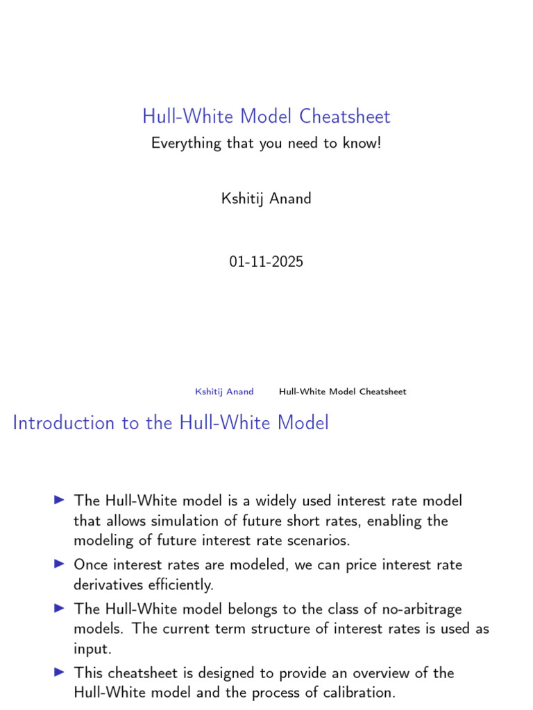 Hull-White Model | PDF | Option (Finance) | Applied Mathematics