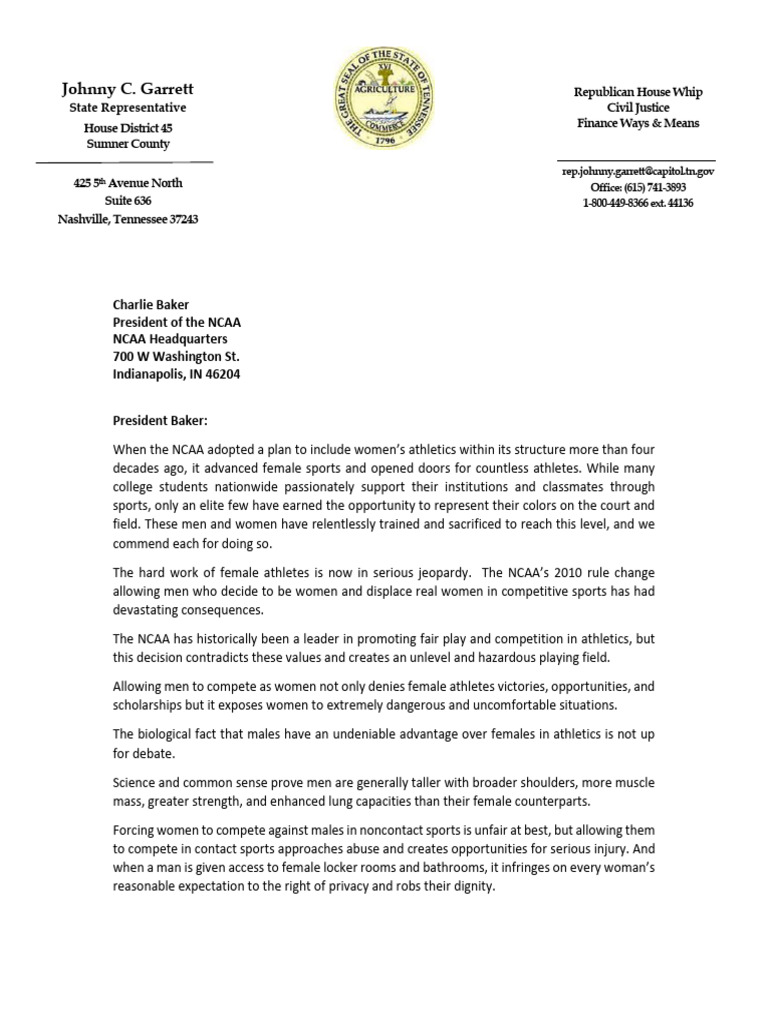 Caucus Letter to NCAA | PDF | National Collegiate Athletic Association