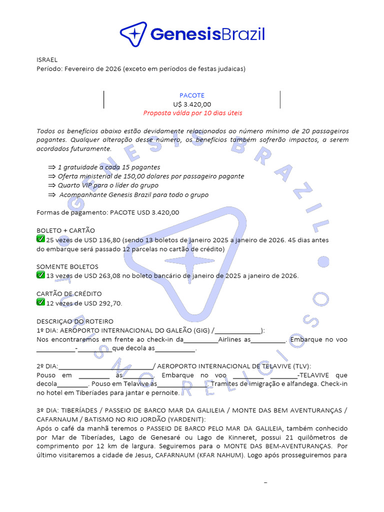 Pacote de Viagem a Israel 2026 | PDF | Jerusalém | Aeroporto