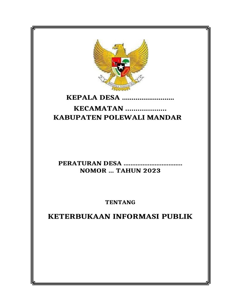 Contoh Perdes Informasi Publik Desa | PDF