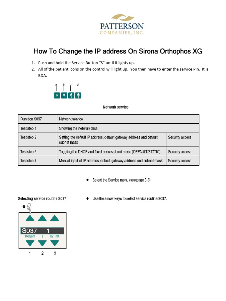 Sirona Orthophos XG IP Change Guide | PDF
