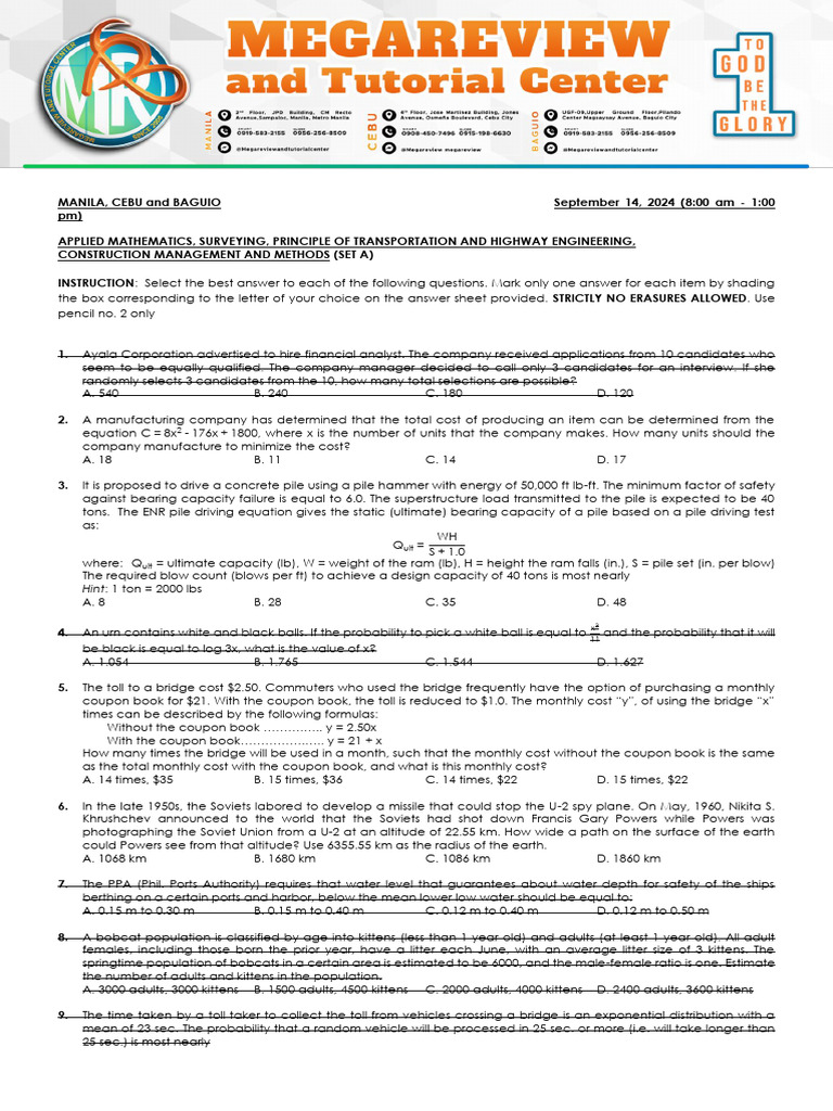 Mega Preboard Nov 2024 Mste | PDF | Ellipse | Tangent