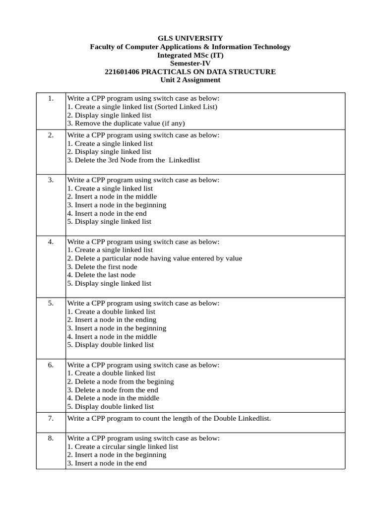 Unit2 Practical on DS Assignment | PDF | Algorithms And Data Structures | Computer Data
