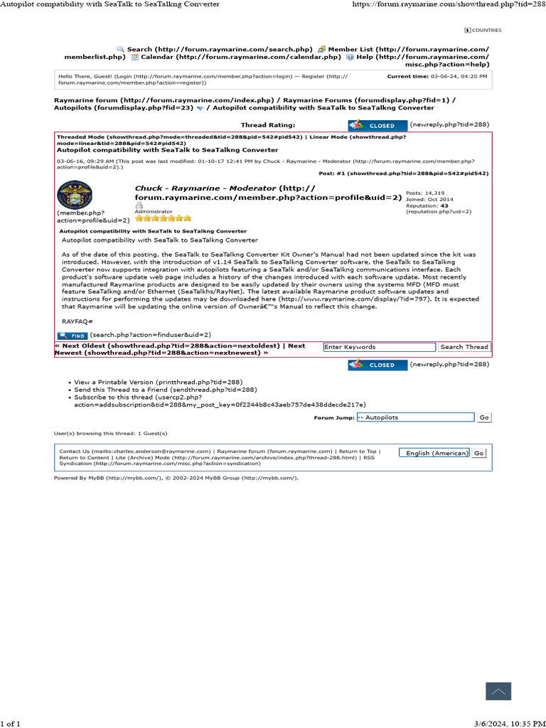 Autopilot Compatibility With SeaTalk To SeaTalkng Converter | PDF ...