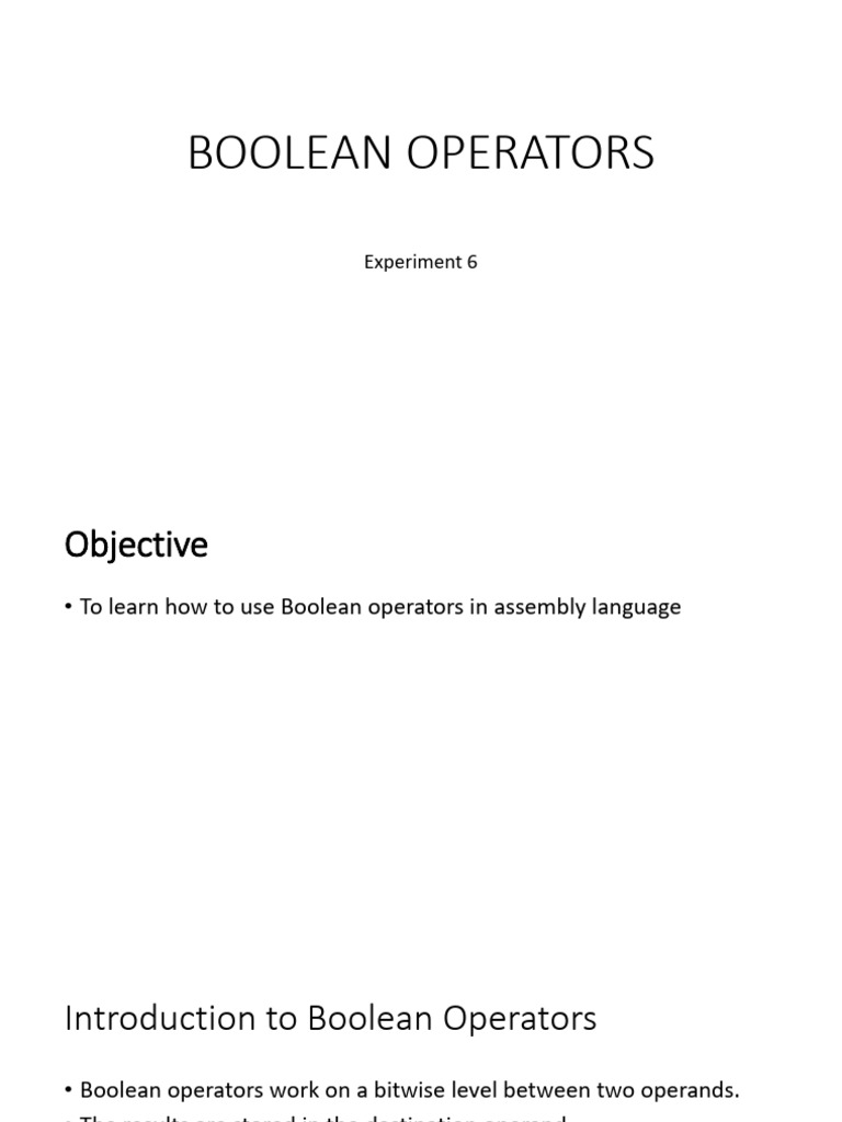 Boolean Operators in Assembly Language | PDF