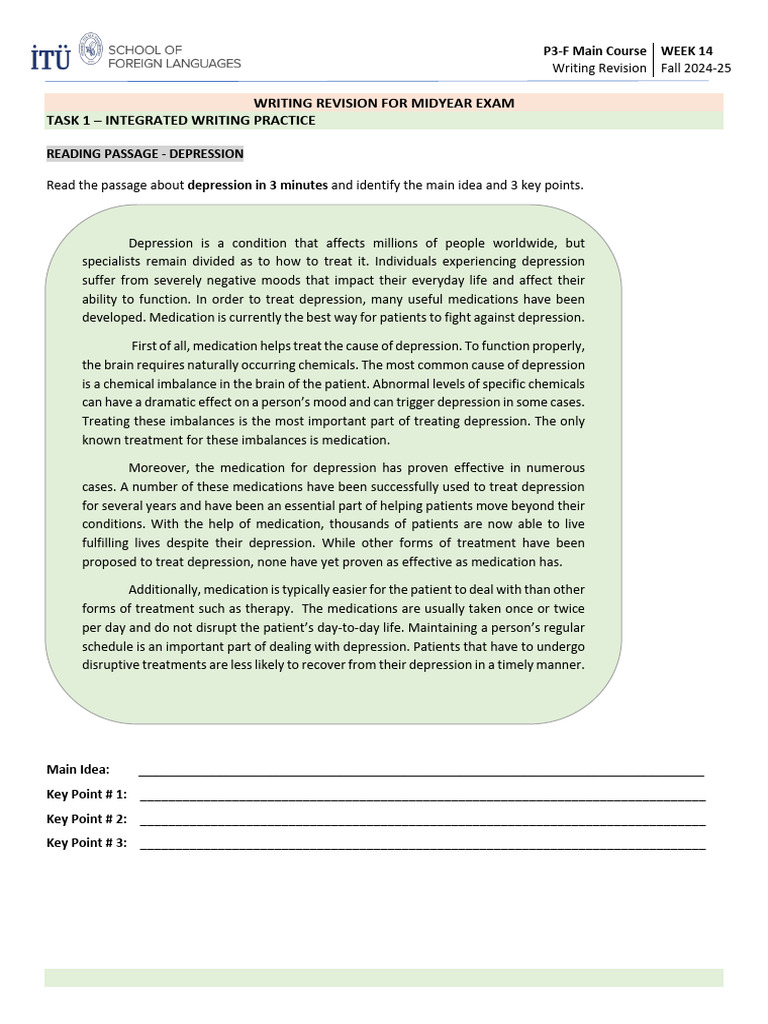 P3-F Writing Revision For Midyear Student's | PDF | Major Depressive ...