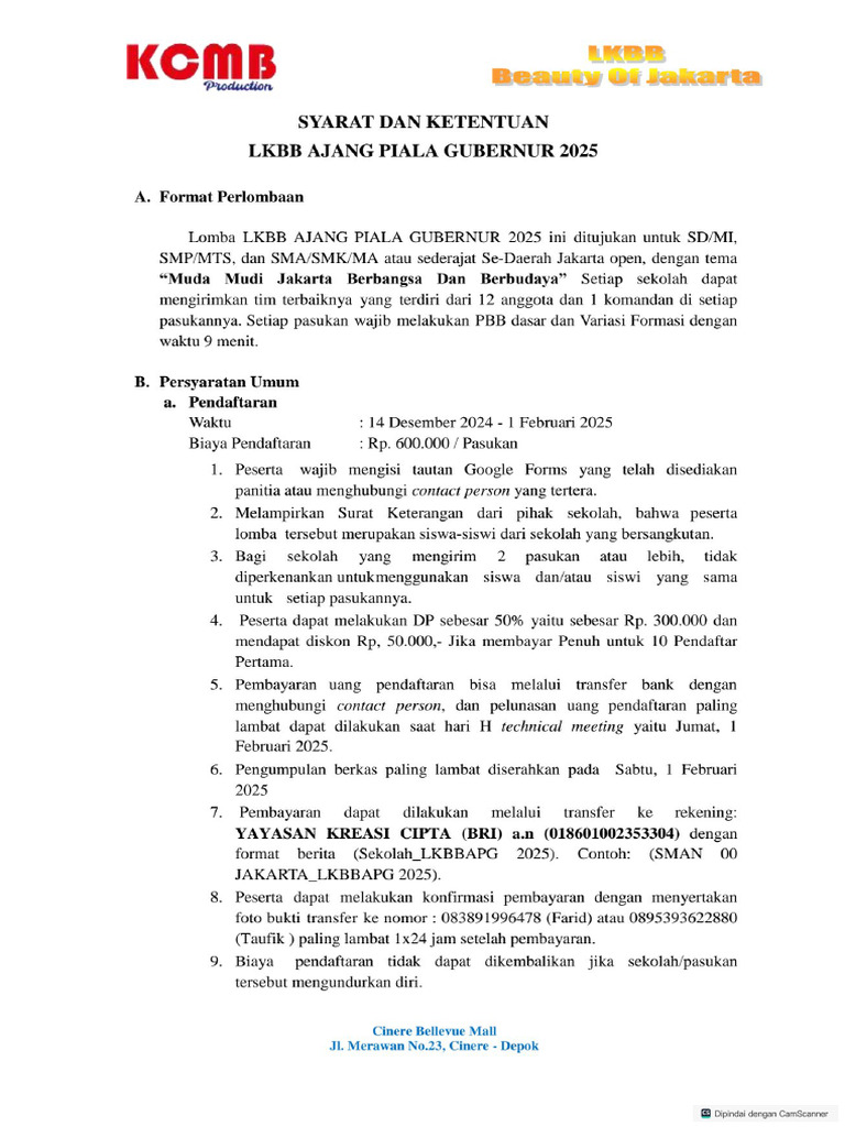 SYARAT & KETENTUAN LOMBA LKBB AJANG PIALA GUBERNUR(3) | PDF