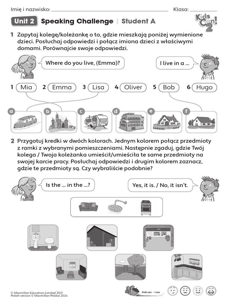 Kids Can 2 - Speaking Challenge - Unit 2 - Student A | PDF