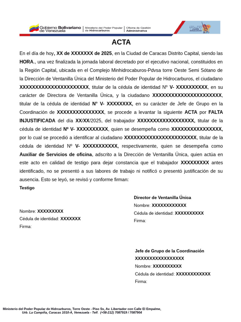Formato Acta | PDF | Gobierno | Documento de identidad