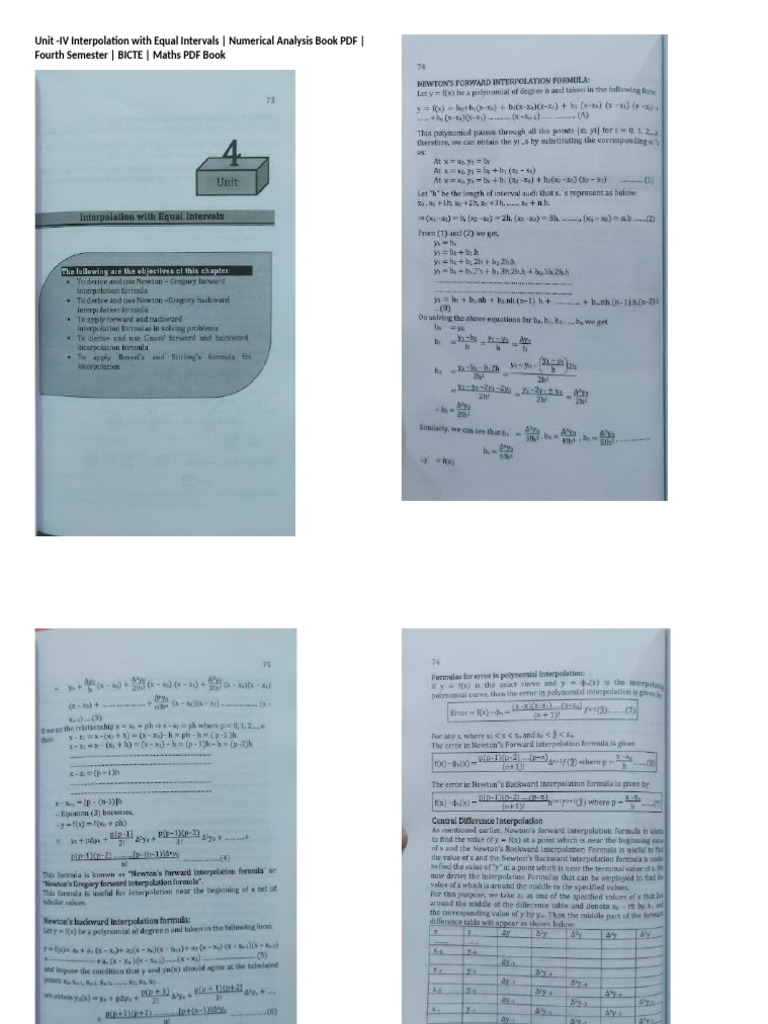 Unit - IV Interpolation With Equal Intervals | PDF